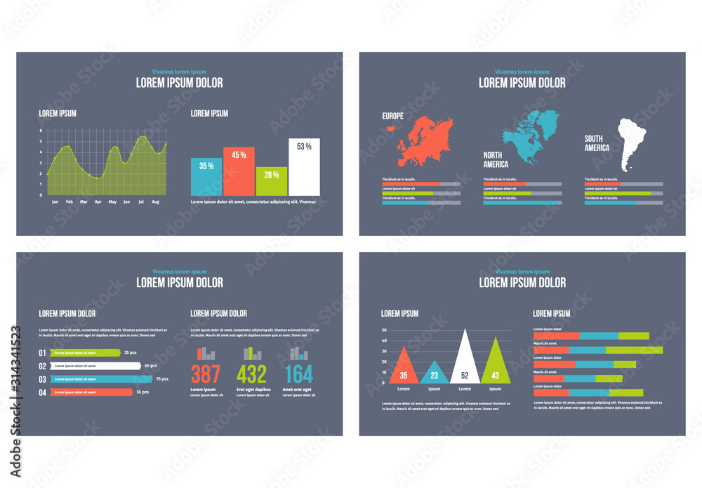 Infographic Presentation Elements on Dark Blue Background Stock ...