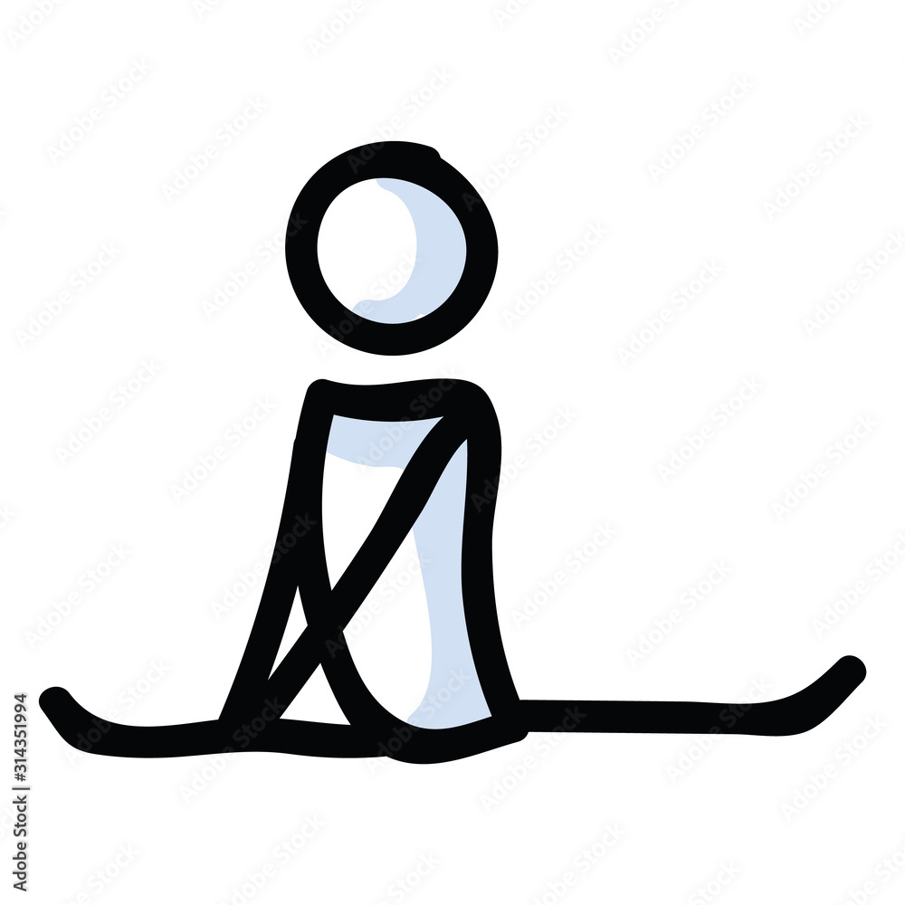 Hand Drawn Stick Figure Yoga Pose. Concept of Stretching Excercise for ...