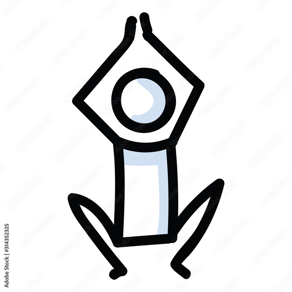 Hand Drawn Stick Figure Yoga Pose. Concept of Stretching Excercise for ...