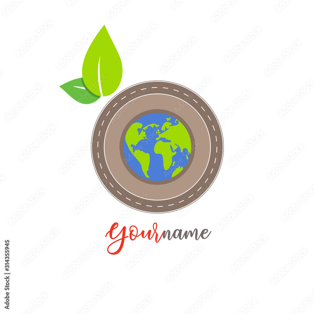 Vector illustration of a planet in a flat style. Logo conservation of ...