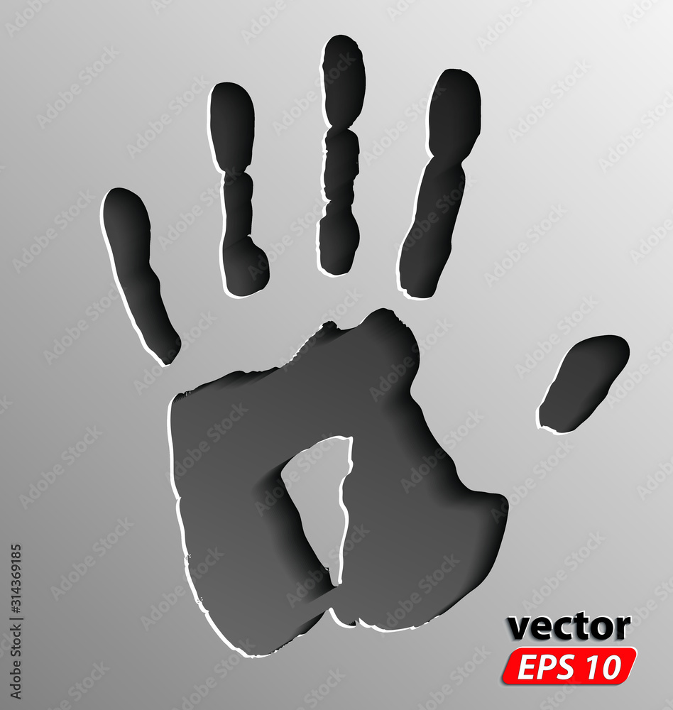 negative 3d hand print vector illustration Stock Vector | Adobe Stock