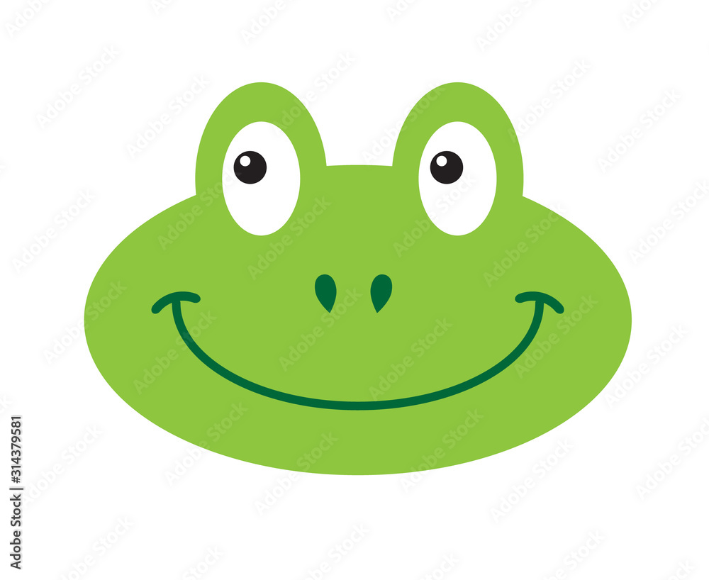 Vector flat cartoon frog face isolated on white background Stock Vector ...