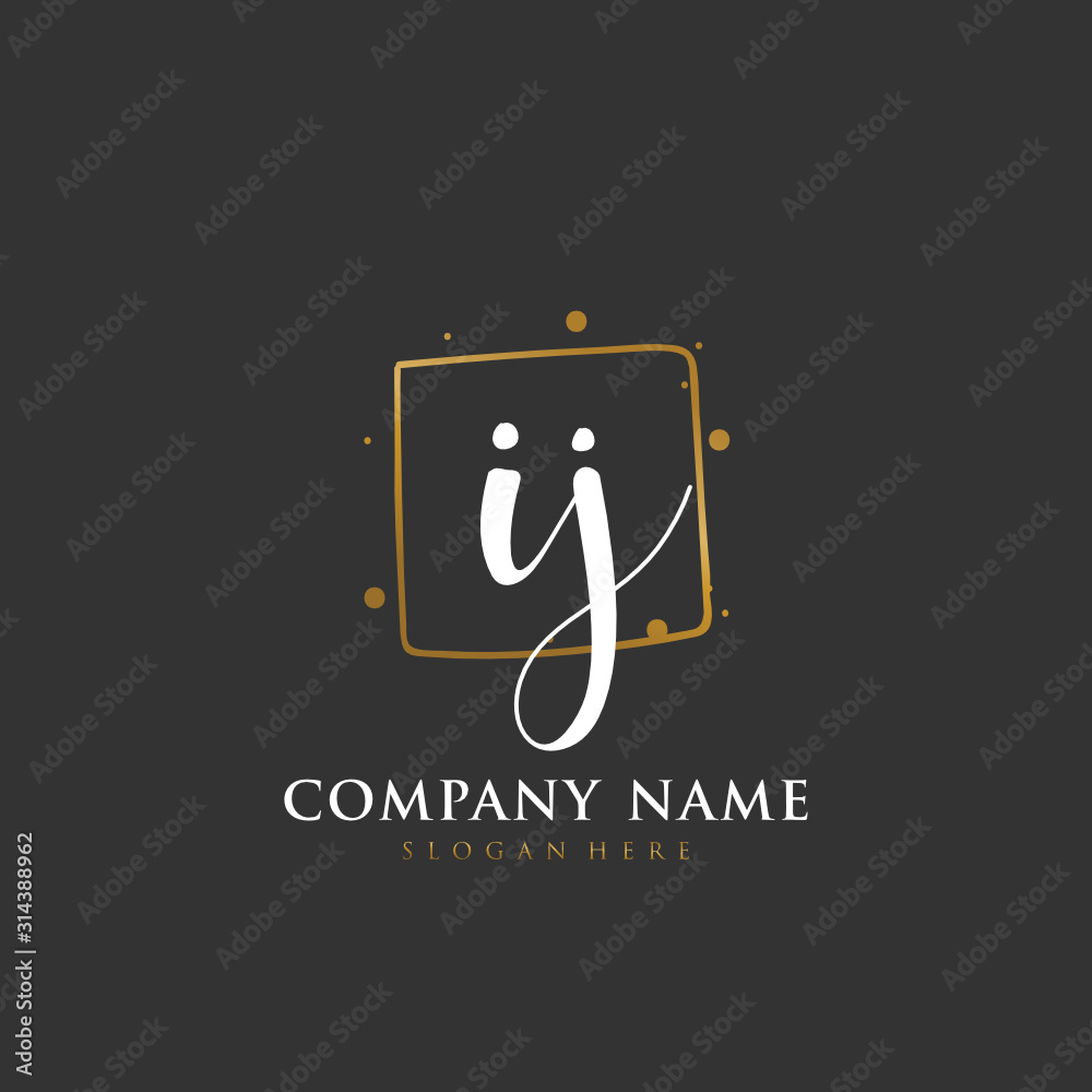 Handwritten initial letter I J IJ for identity and logo. Vector logo ...