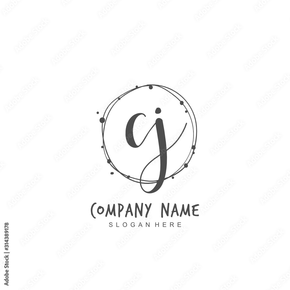 Handwritten initial letter C J CJ for identity and logo. Vector logo ...