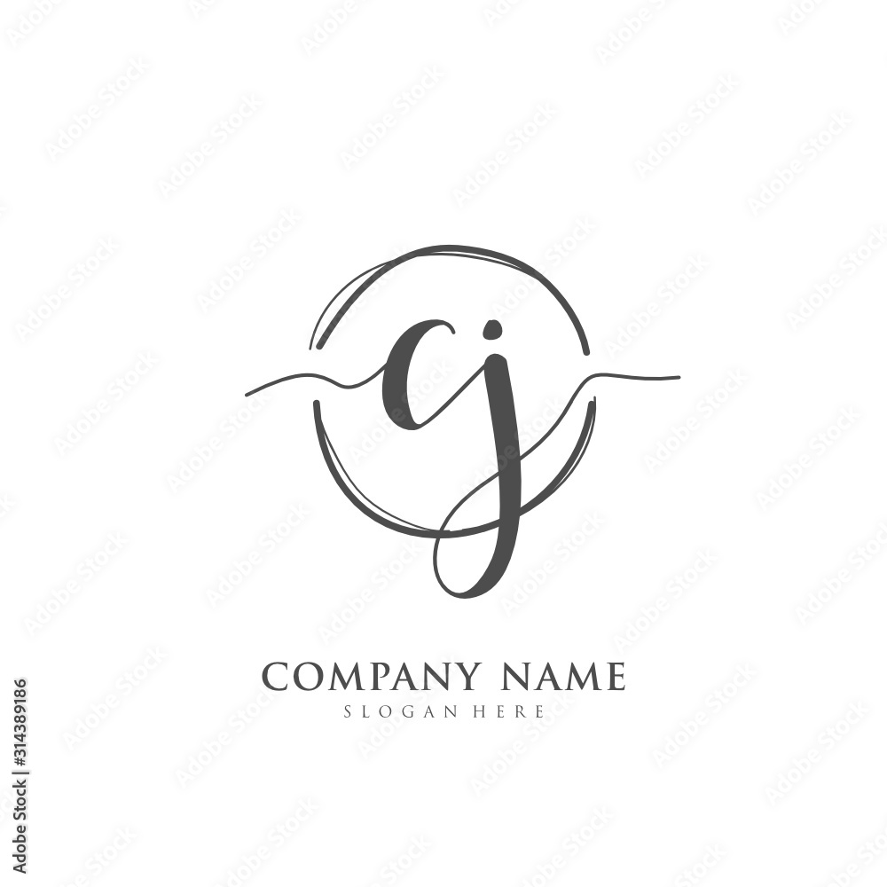 Handwritten initial letter C J CJ for identity and logo. Vector logo ...