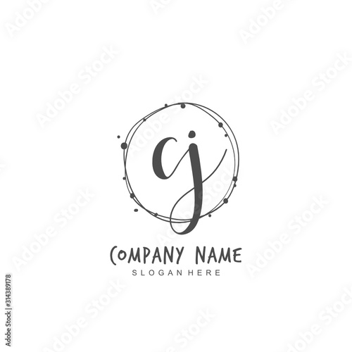 Handwritten initial letter C J CJ for identity and logo. Vector logo ...