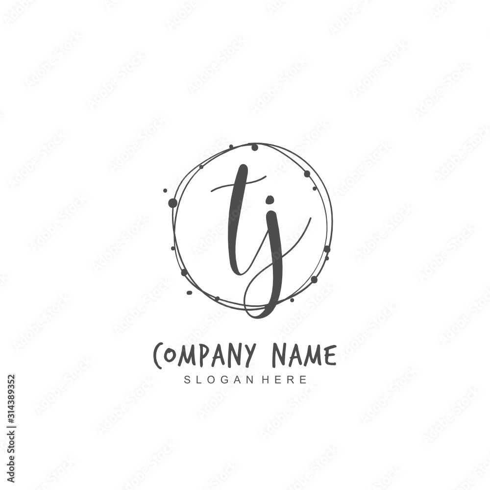 Handwritten initial letter T J TJ for identity and logo. Vector logo ...