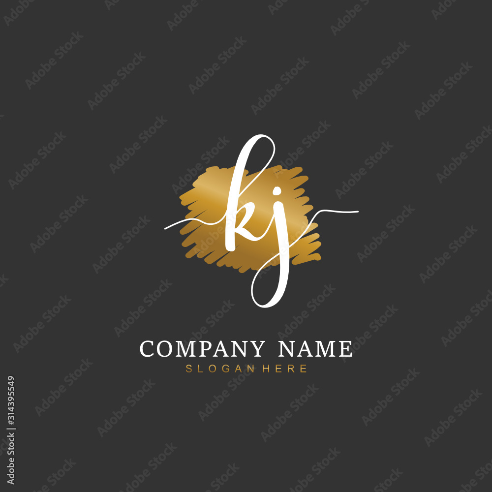 Handwritten initial letter K J KJ for identity and logo. Vector logo ...