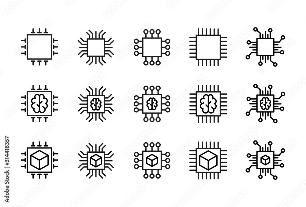 Icon set of chip. Stock Vector | Adobe Stock