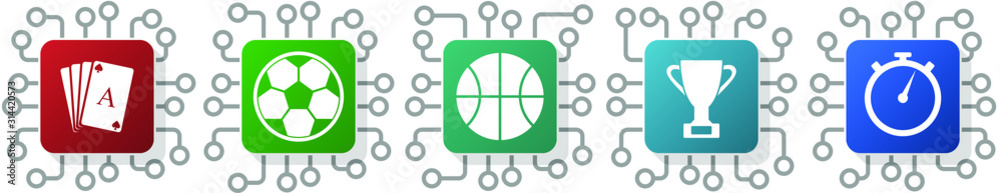 Set of play, game, ball, goal and sport icons for webdesign and mobile ...