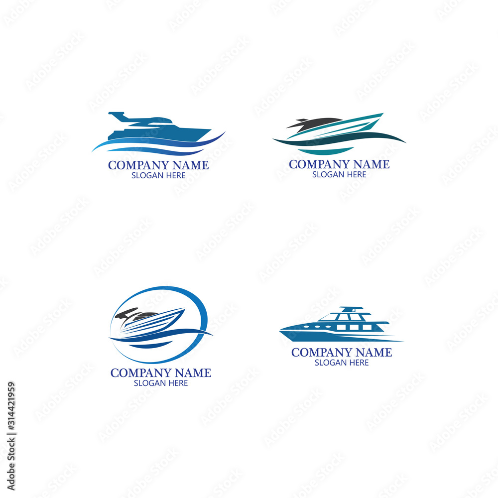 Speed Boat Logo, Logo collection set, Concept design, Symbol, Icon ...