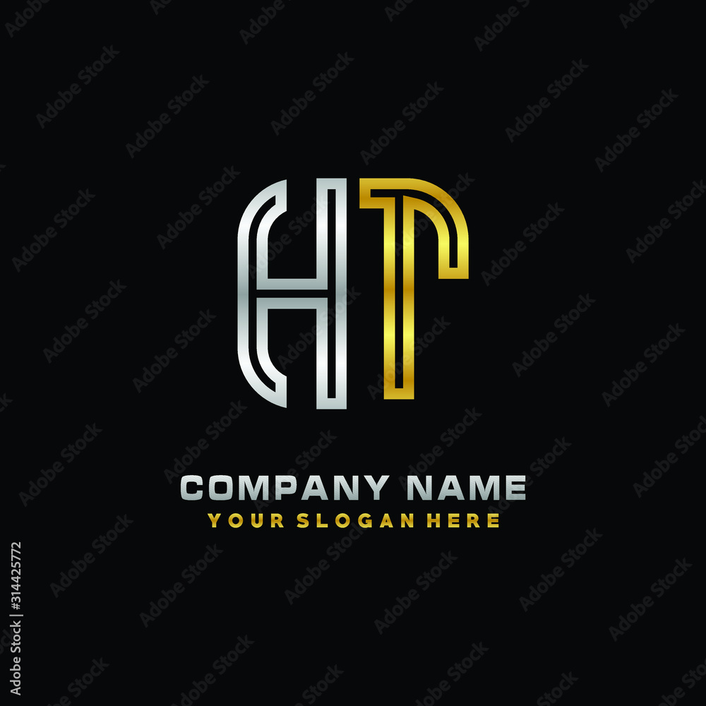 initial letter HT logo Abstract vector minimalist. letter logo gold and ...