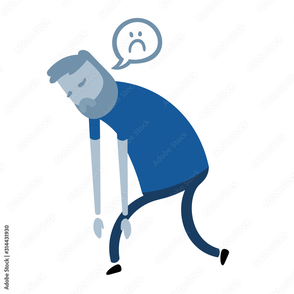 Cartoon guy in depression. Cartoon design icon. Colorful flat vector ...