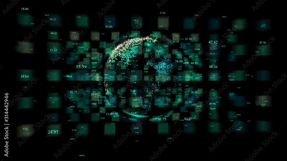 4k digital data globe;a scientific tech data network surrounding planet ...