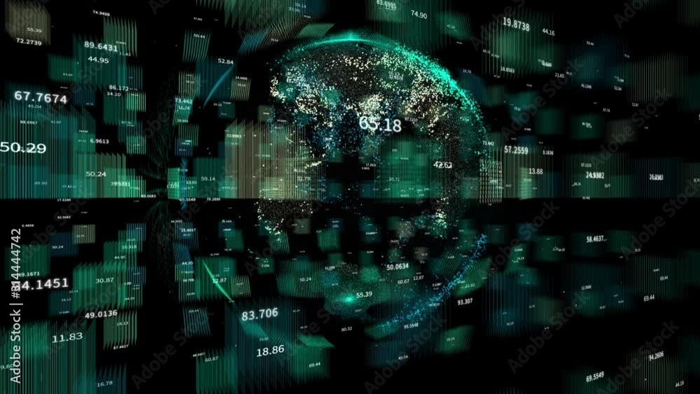 4k digital data globe;a scientific tech data network surrounding planet ...