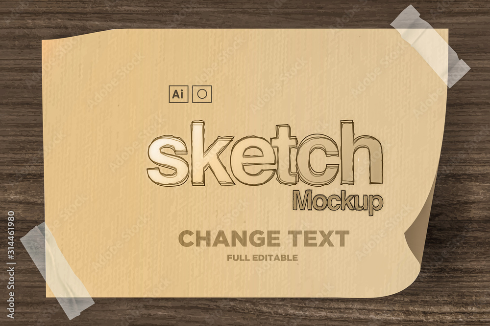 Hand writing text effect mockup on Paper Craft full editable text Stock ...