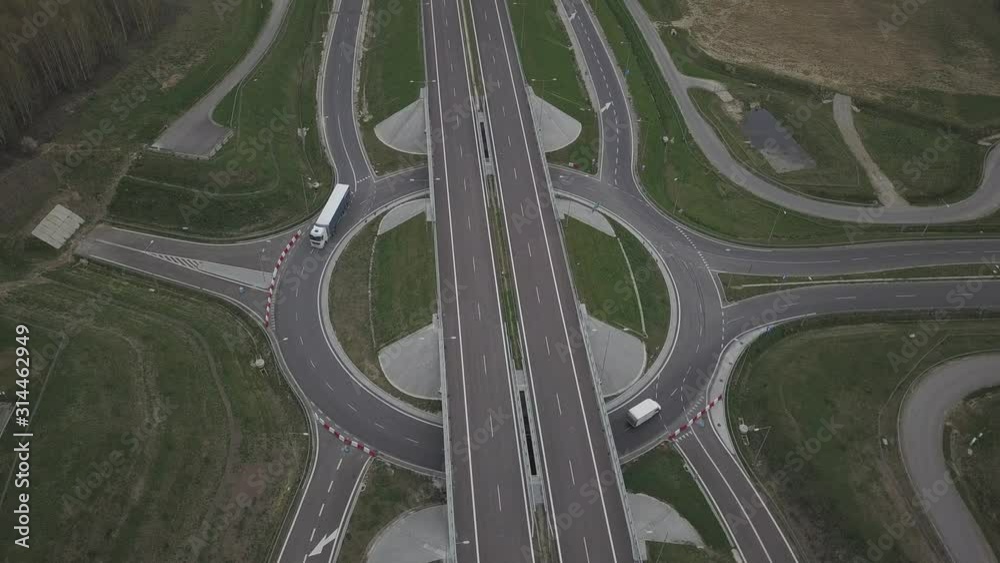 Motorway in Europe with road transport. Movement on high-speed car ...