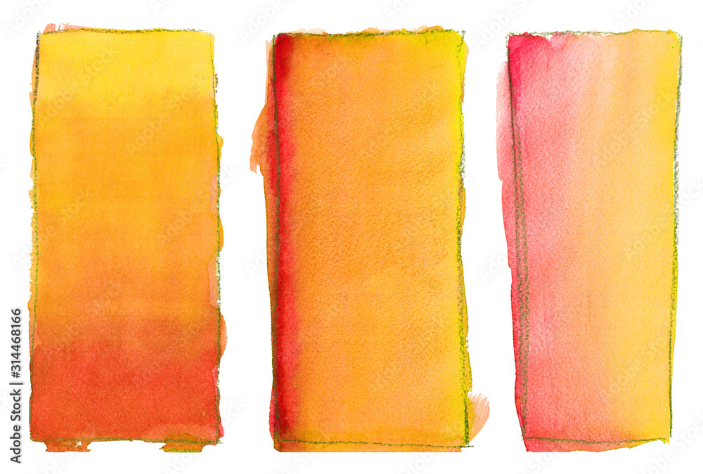Rectangle watercolor fill color with black outline. Gradient, paper ...