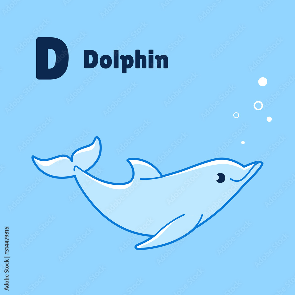 Cartoon dolphin, cute character for children. Good illustration in ...
