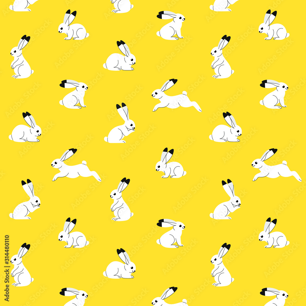 Cartoon happy hare - simple trendy pattern with animal. Flat vector ...