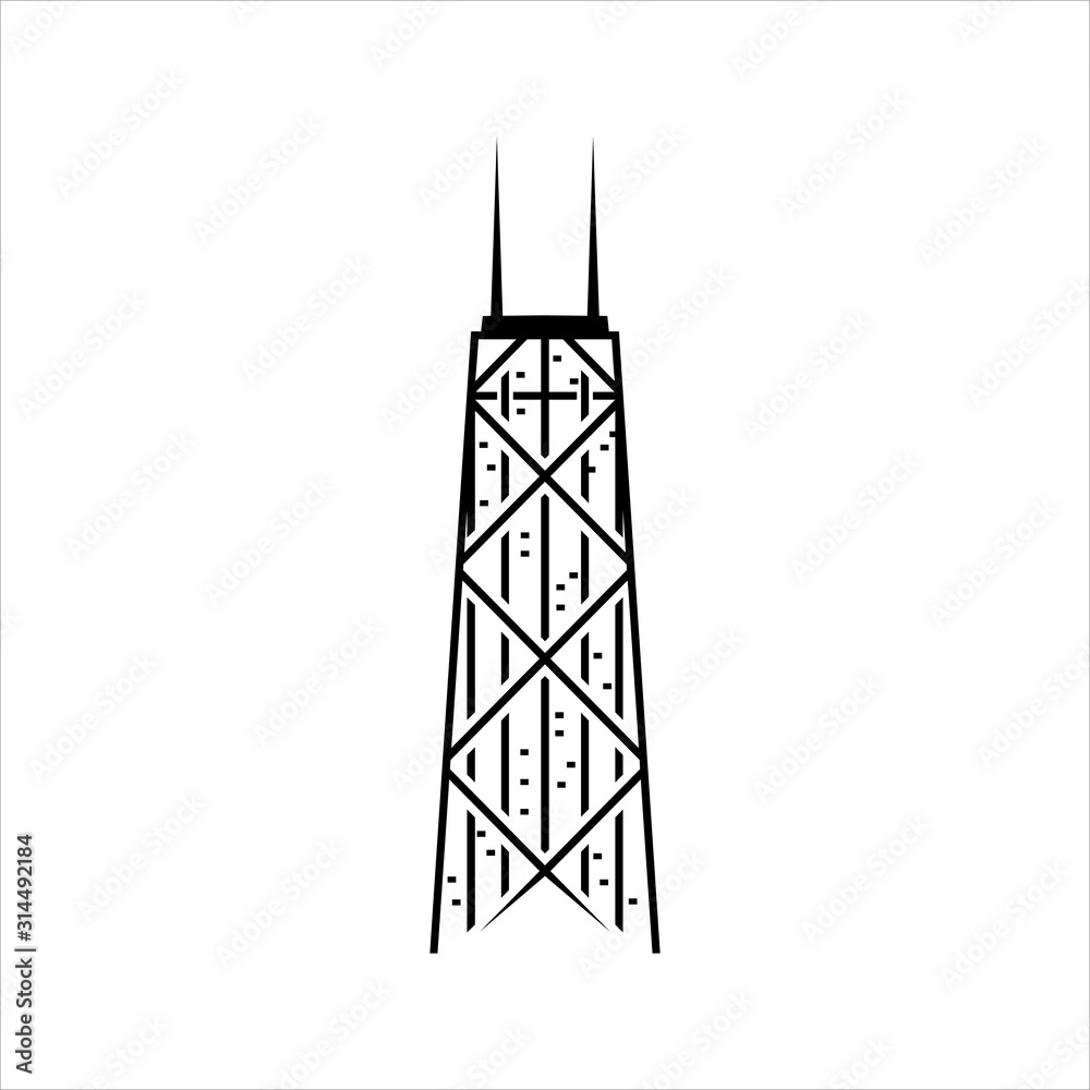 Poster john hancock center chicago towers vector black – Wall Art ...