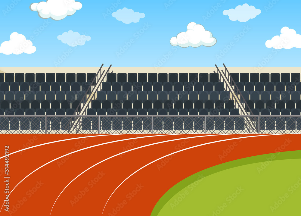Background scene of running field with stadium Stock Vector | Adobe Stock