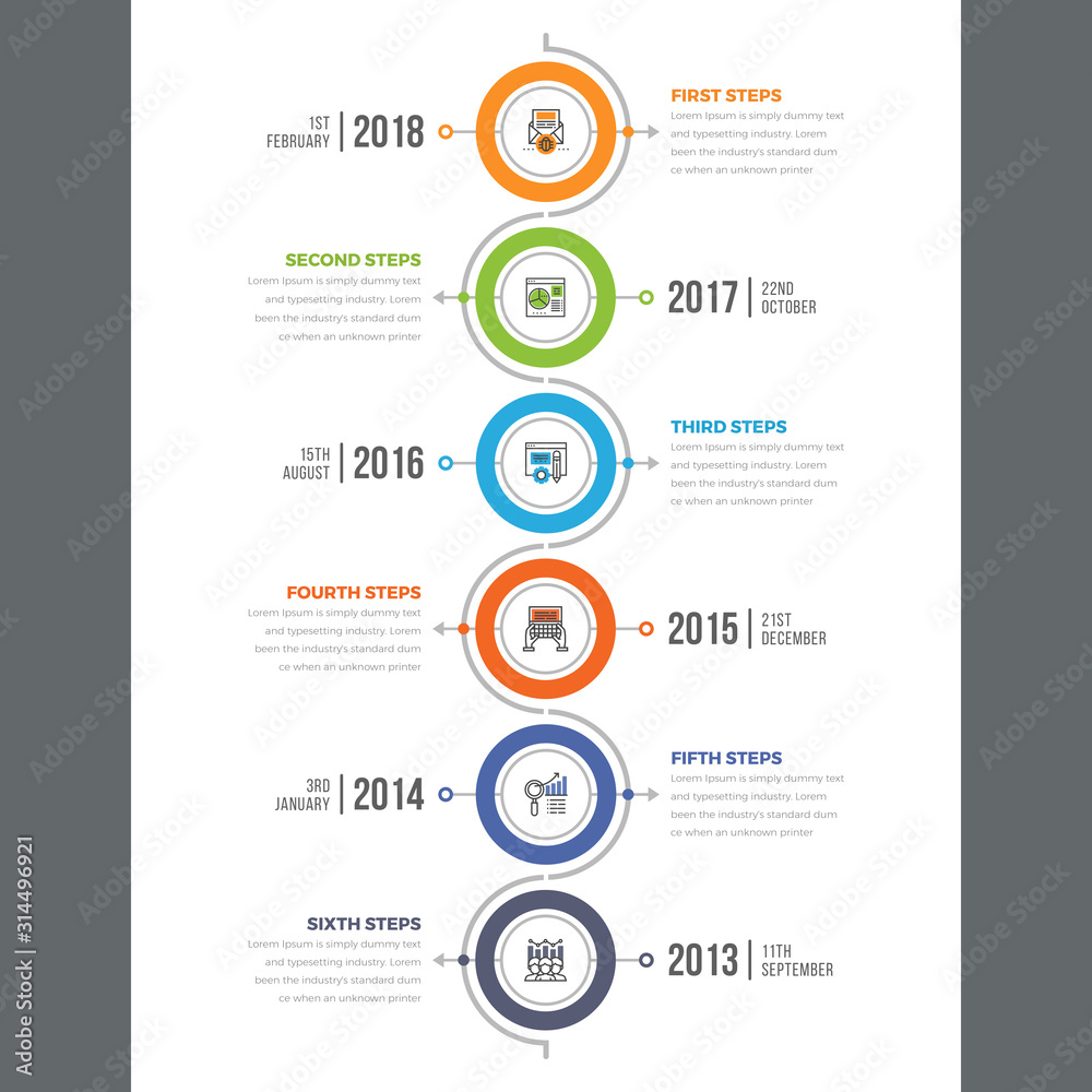 Modern Vertical Timeline Infographics Stock Vector | Adobe Stock