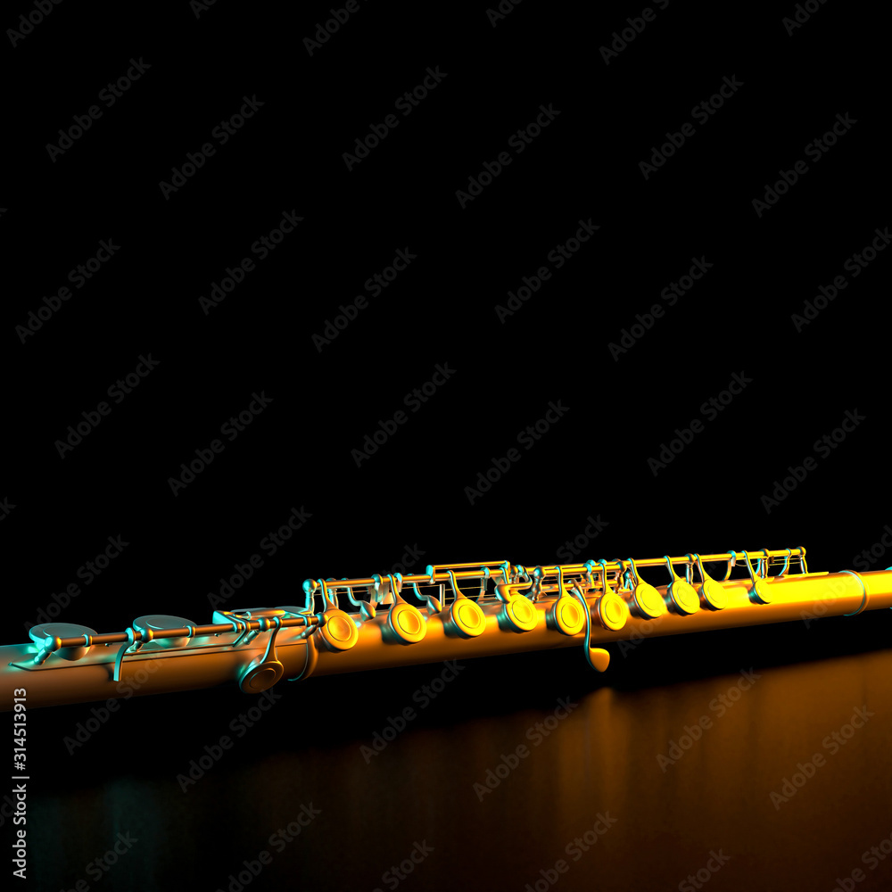 Poster flûte métallique transversale sur fond noir – Tableau | Europosters