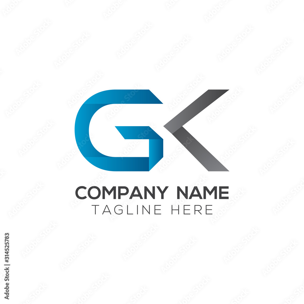 Initial GK Letter Linked Logo. GK letter Type Logo Design vector ...