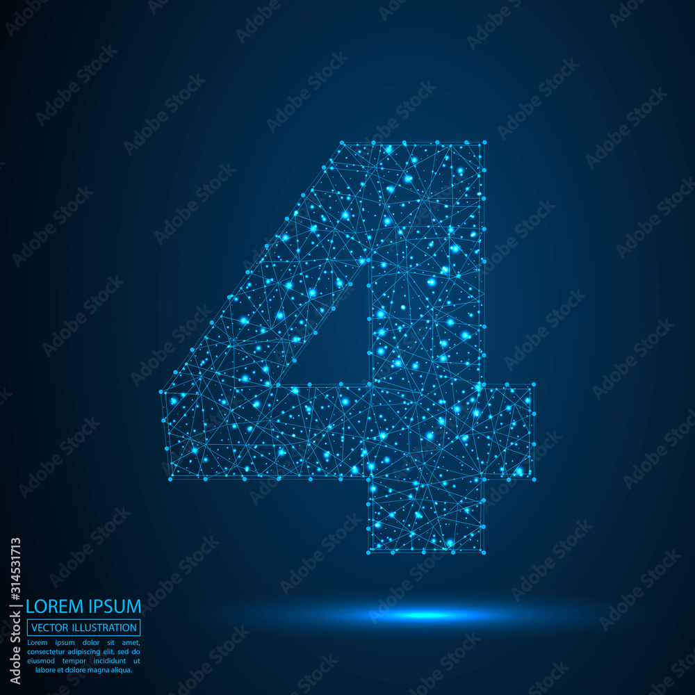 Abstract number four, figure 4, consisting of triangles, circles, spots ...