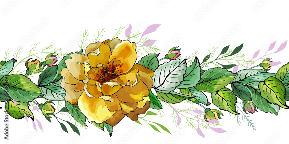 Yellow Flower Border For Wedding Invitation