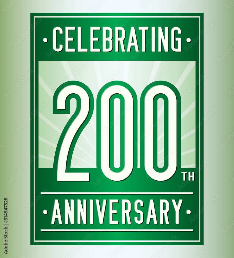200 years logo design template. Anniversary vector and illustration ...