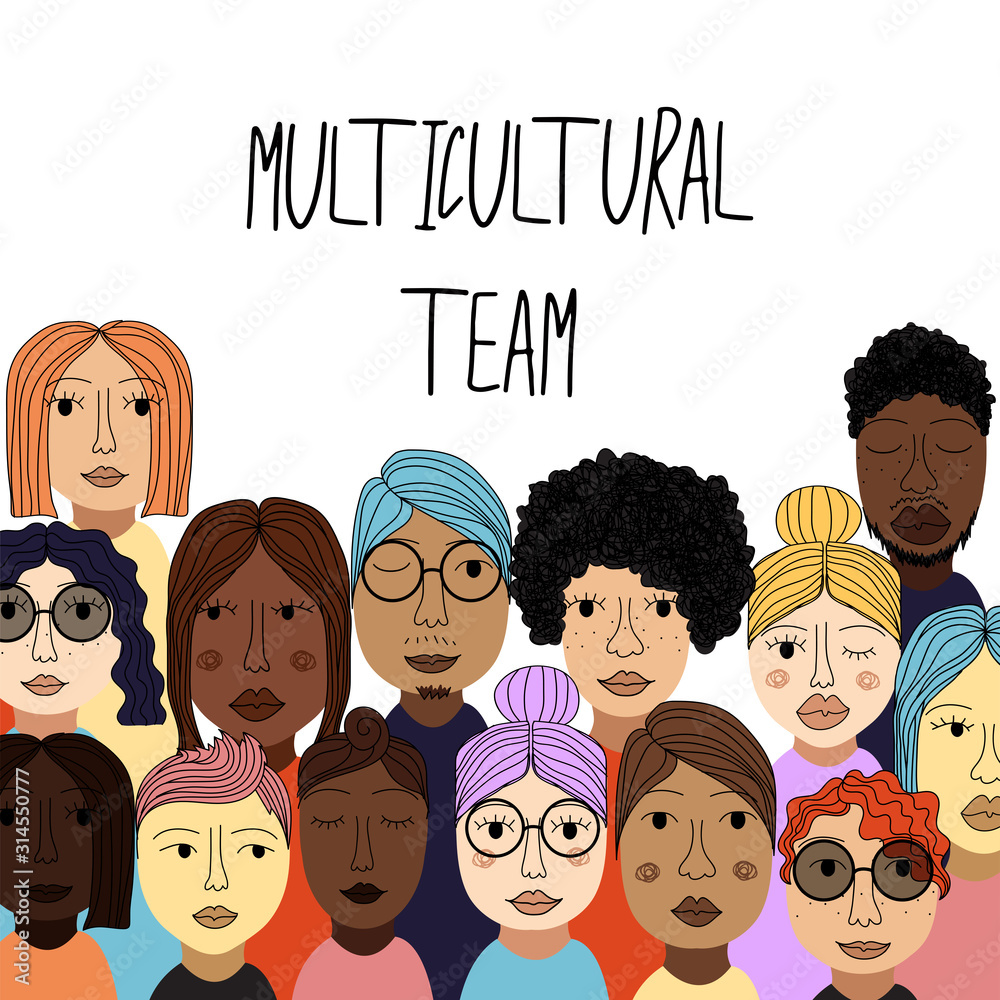 Multiculural team as people on white background, diversity and ...