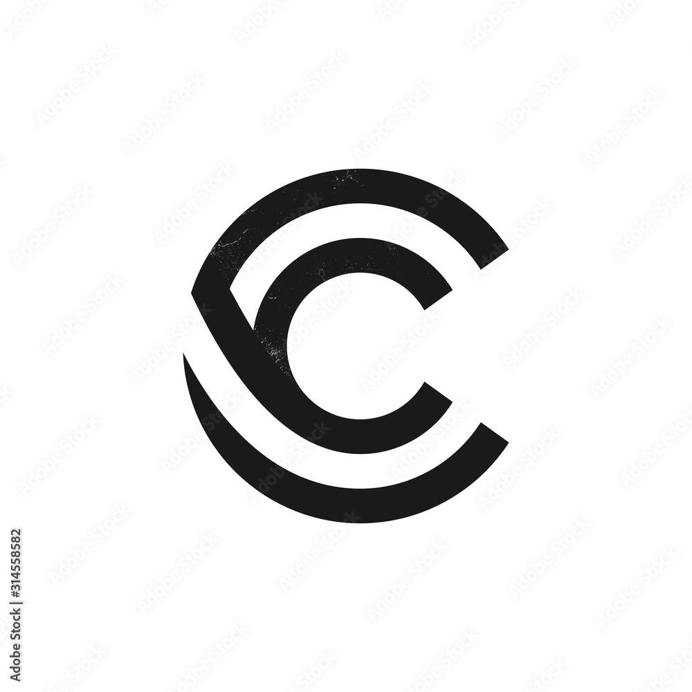 C letter logo formed by two parallel lines with noise texture. Stock ...