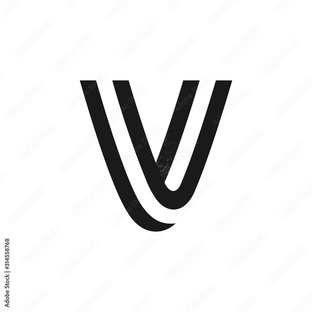 V Letter Logo Formed By Two Parallel Lines With Noise Texture Stock V Letter Logo Formed By Two Parallel Lines With Noise Texture Stock