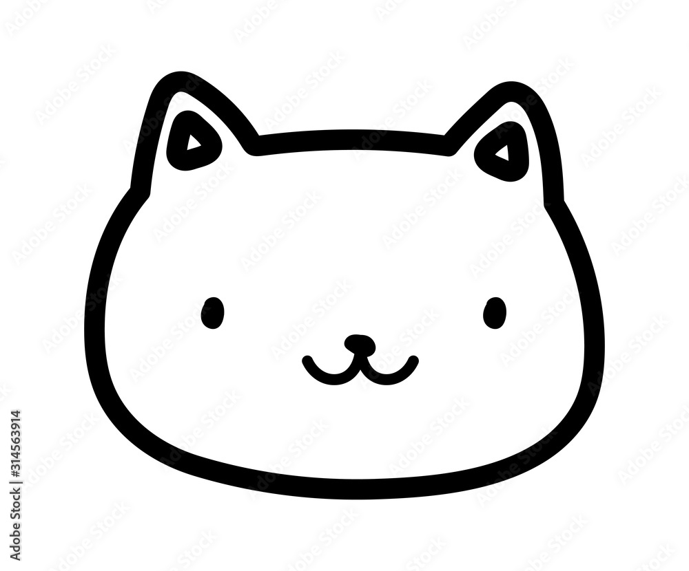 Happy Cat Face Cartoon