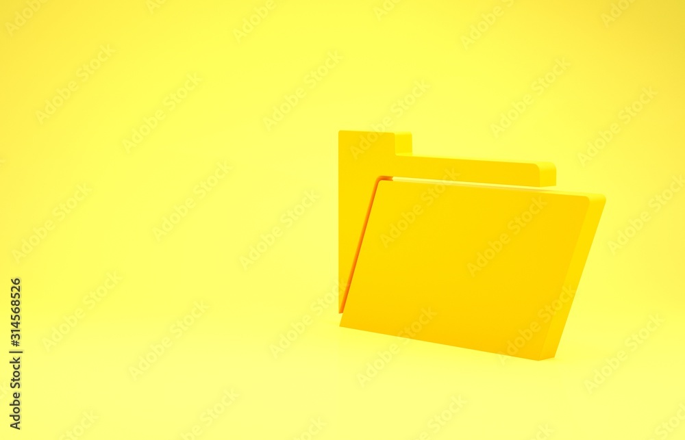 Yellow Document folder icon isolated on yellow background. Accounting ...