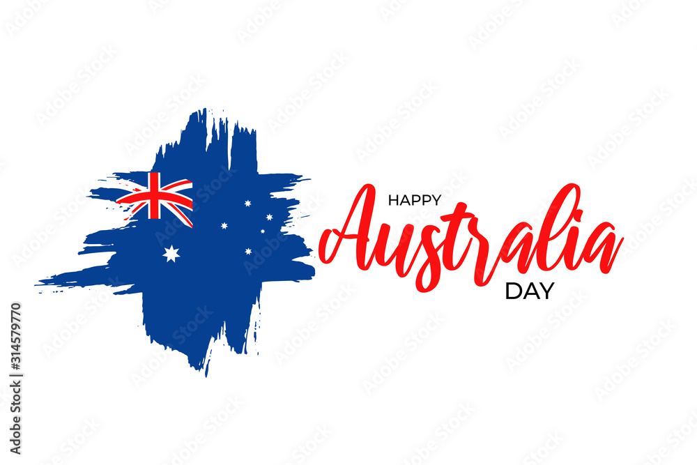 Happy Australia Day greeting card. Australian flag grunge vector ...
