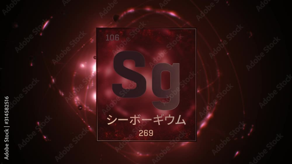 Seaborgium as Element 106 of the Periodic Table. Seamlessly looping 3D ...