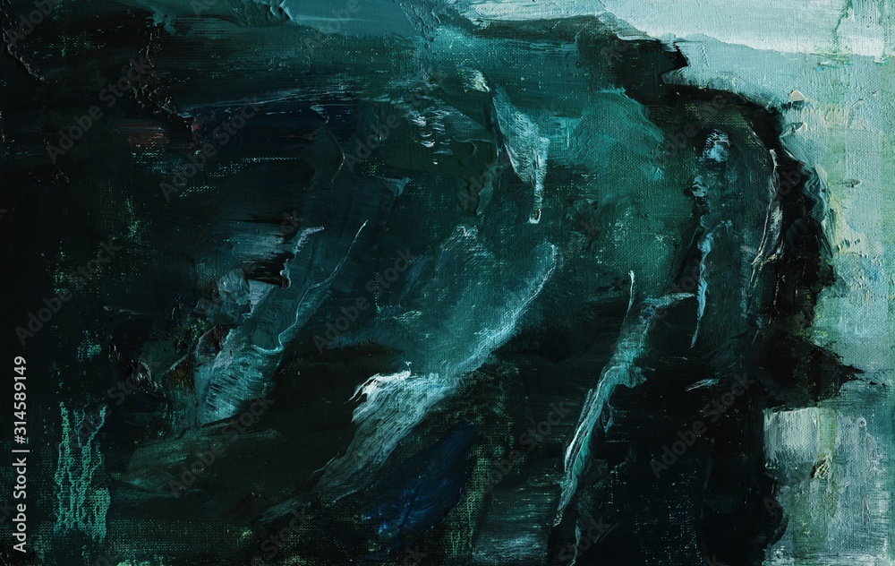 Abstract oil painting. Abyss, ocean waves, seascape hand drawn oil ...