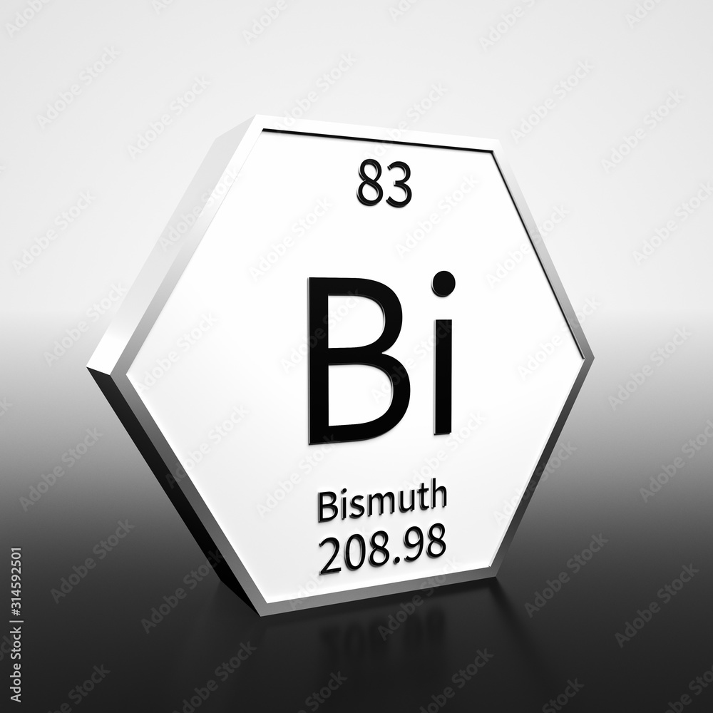 Periodic Table Element Bismuth Rendered Black on White on White and ...