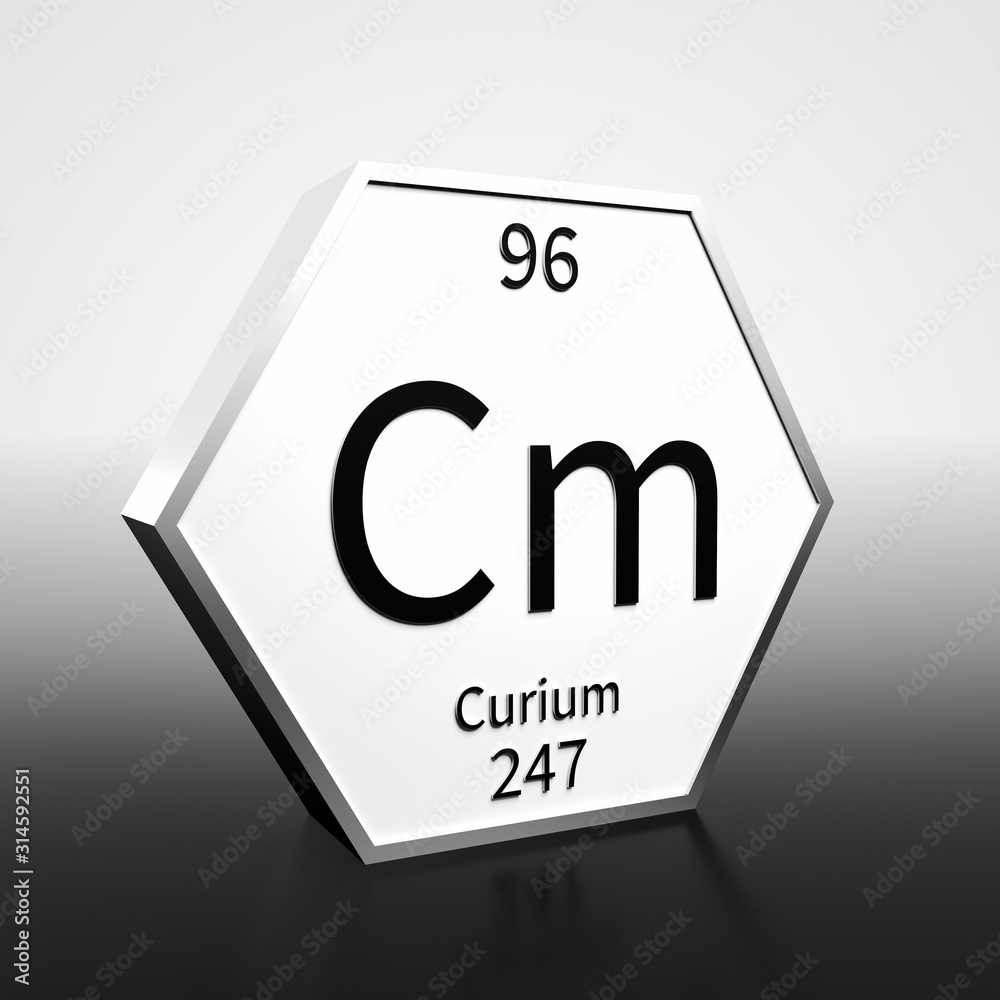 Periodic Table Element Curium Rendered Black on White on White and ...