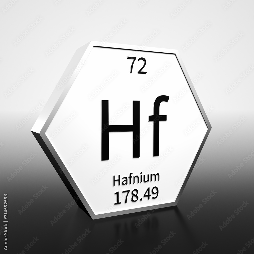 Periodic Table Element Hafnium Rendered Black on White on White and ...