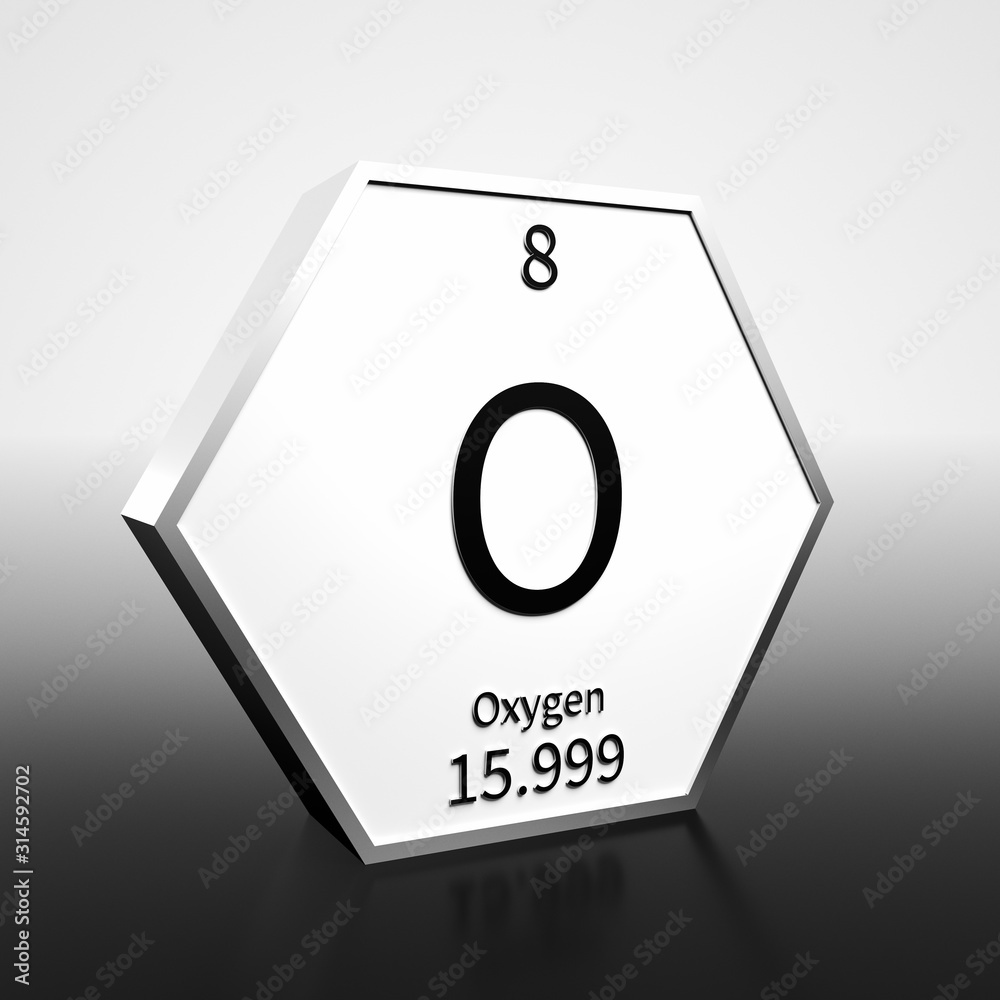 Periodic Table Element Oxygen Rendered Black on White on White and ...