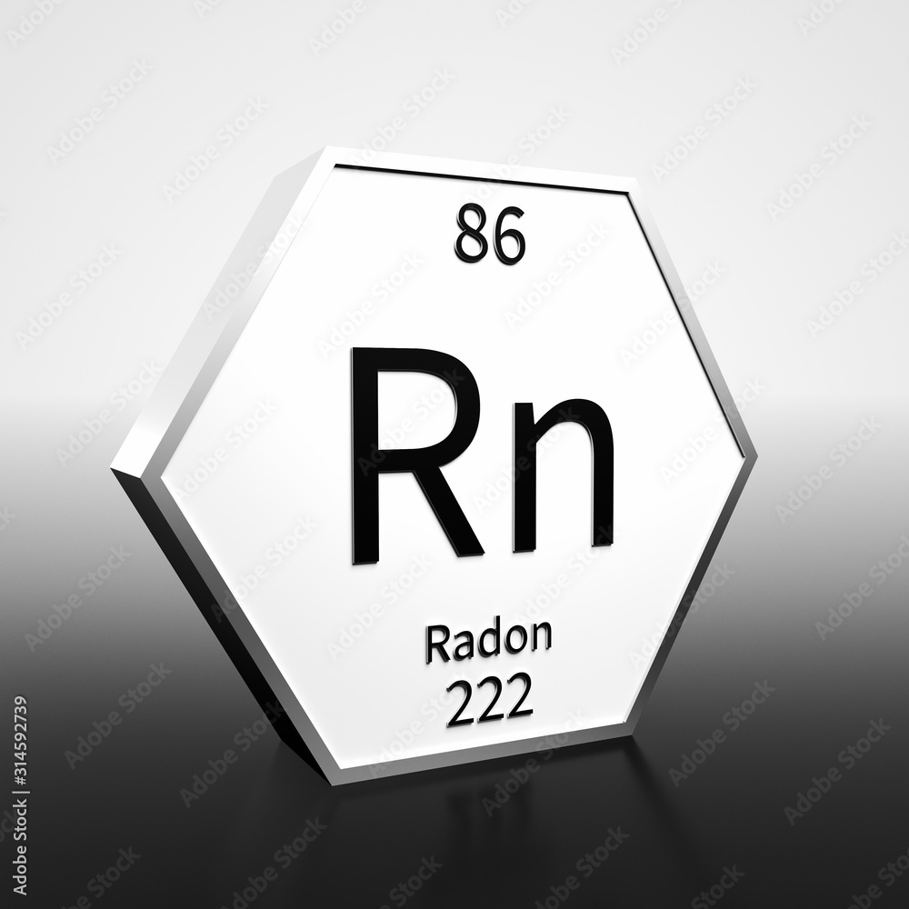 Periodic Table Element Radon Rendered Black on White on White and Black ...
