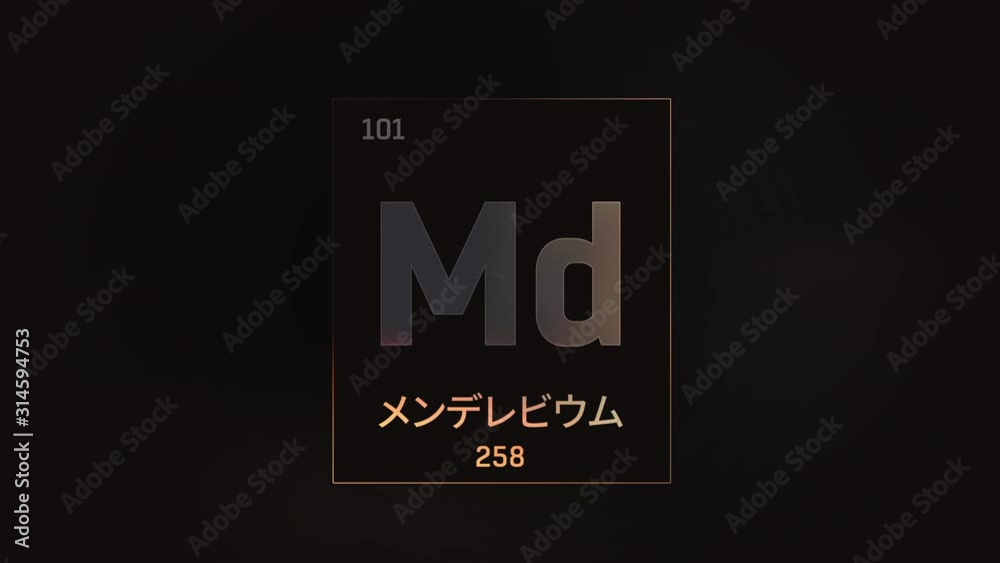 Mendelevium as Element 101 of the Periodic Table. Seamlessly looping 3D ...