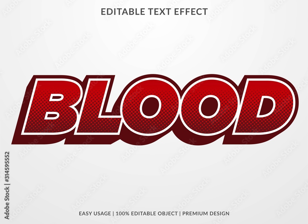 blood text effect template with 3d type style and bold text concept use ...