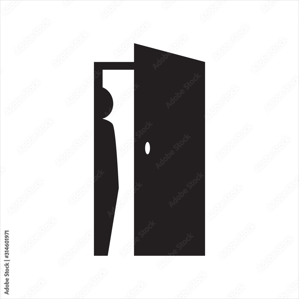 hide person logo design silhoutte of people hidding in the back of door ...