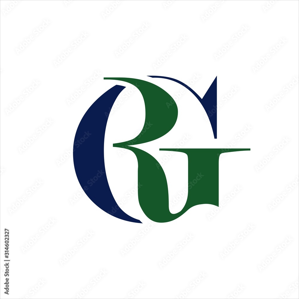 stylish initial G R Letter RG logo design in overlaping style vector ...