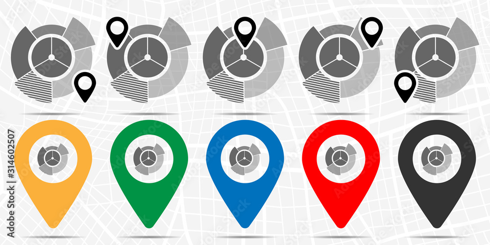Sunburst chart icon in location set. Simple glyph, flat illustration ...